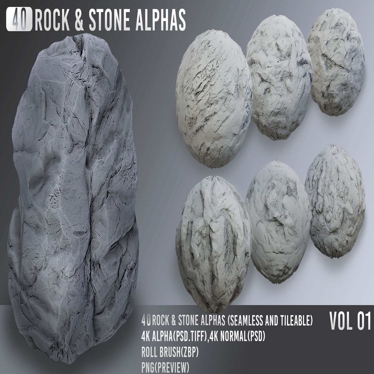 ArtStation - 40 ROCK & STONE ALPHAS
