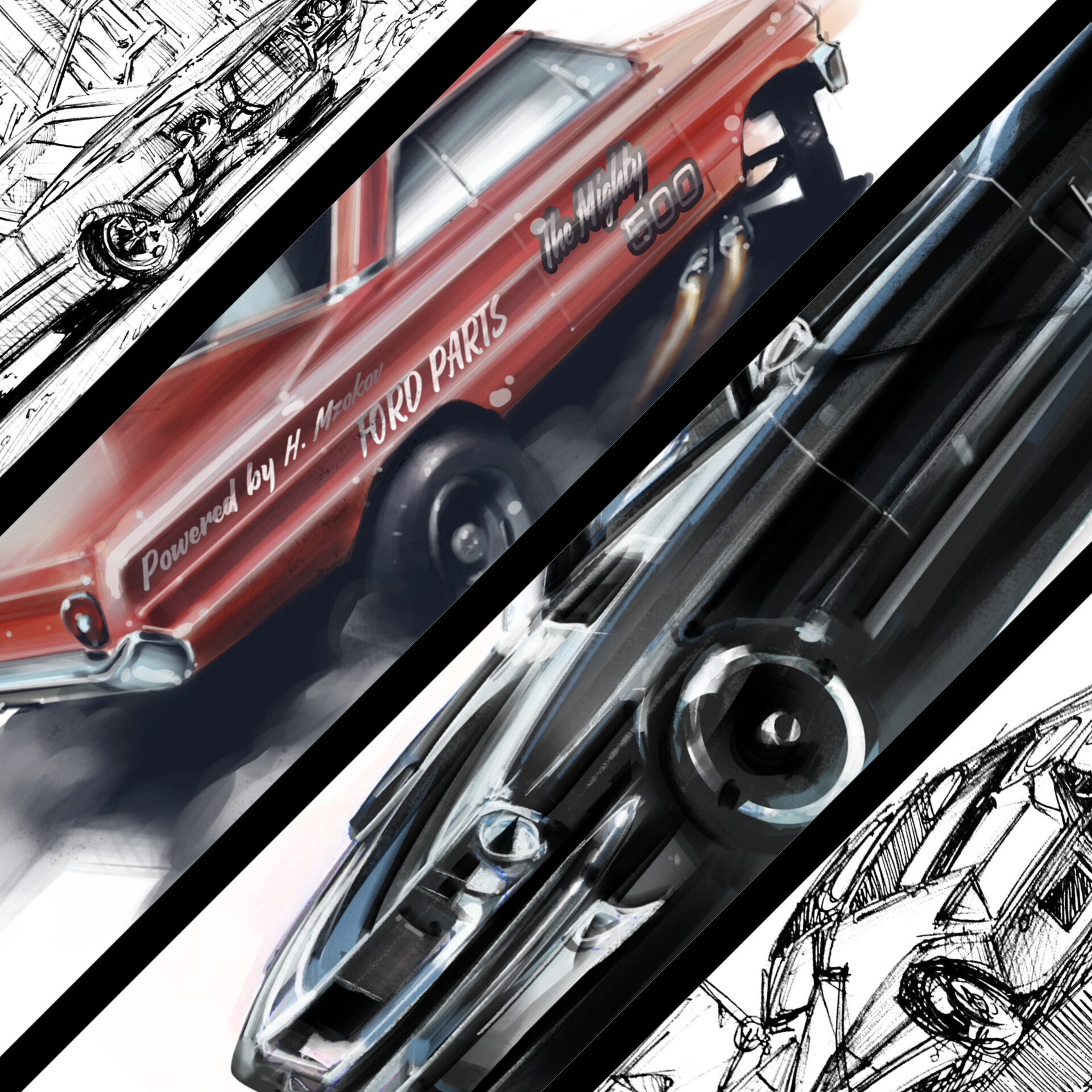 ArtStation - Legendary american cars - Sketches