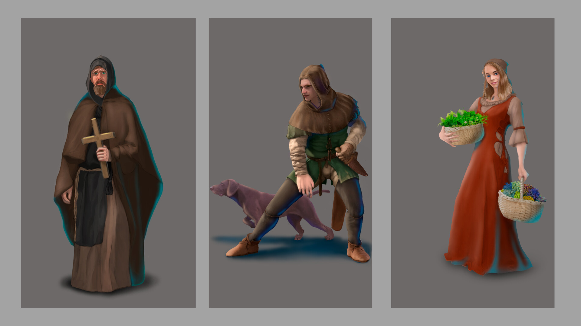 ArtStation - Three characters of the Middle Ages.