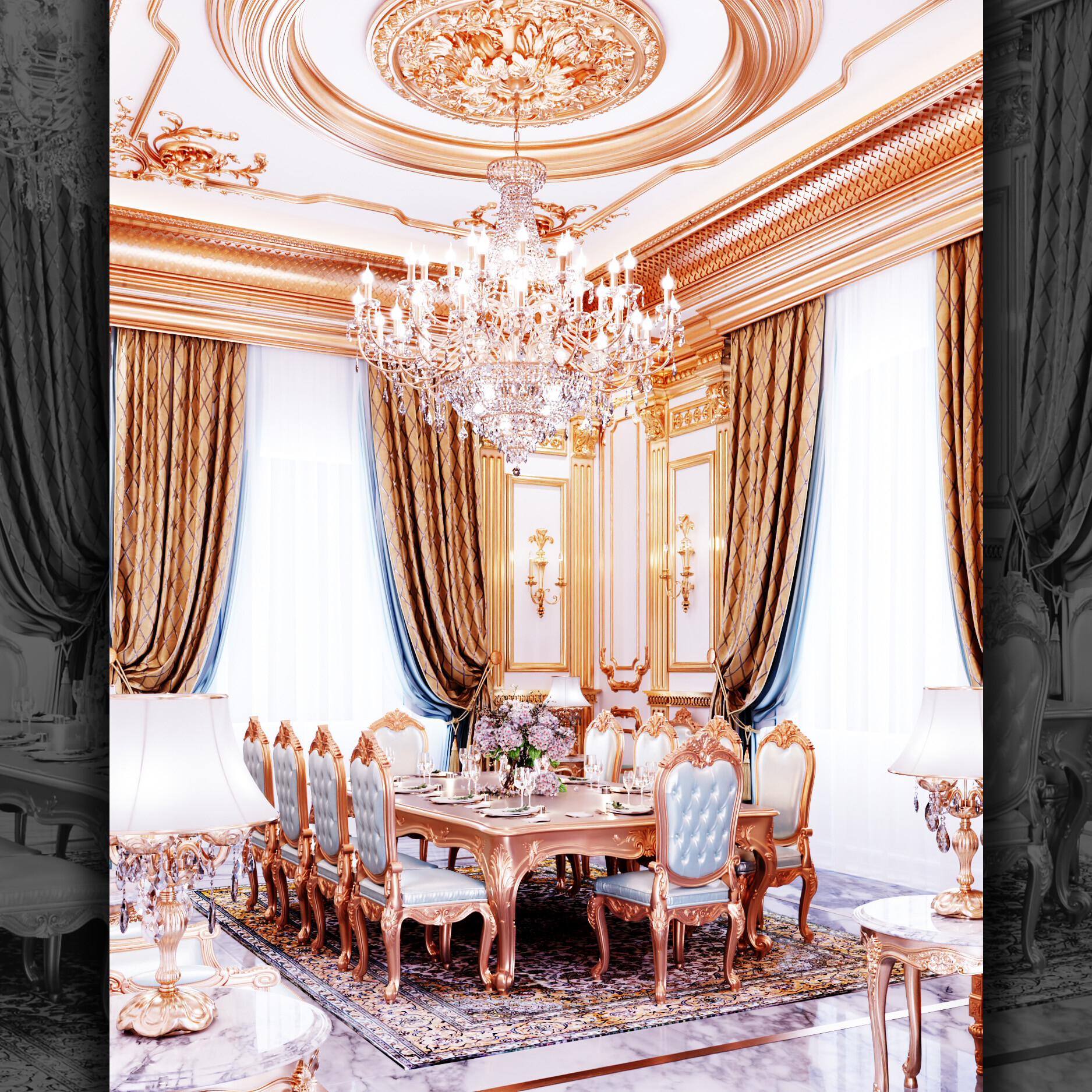 ArtStation - Classical Luxury 3D Dining Room Design with 3dsMax ...