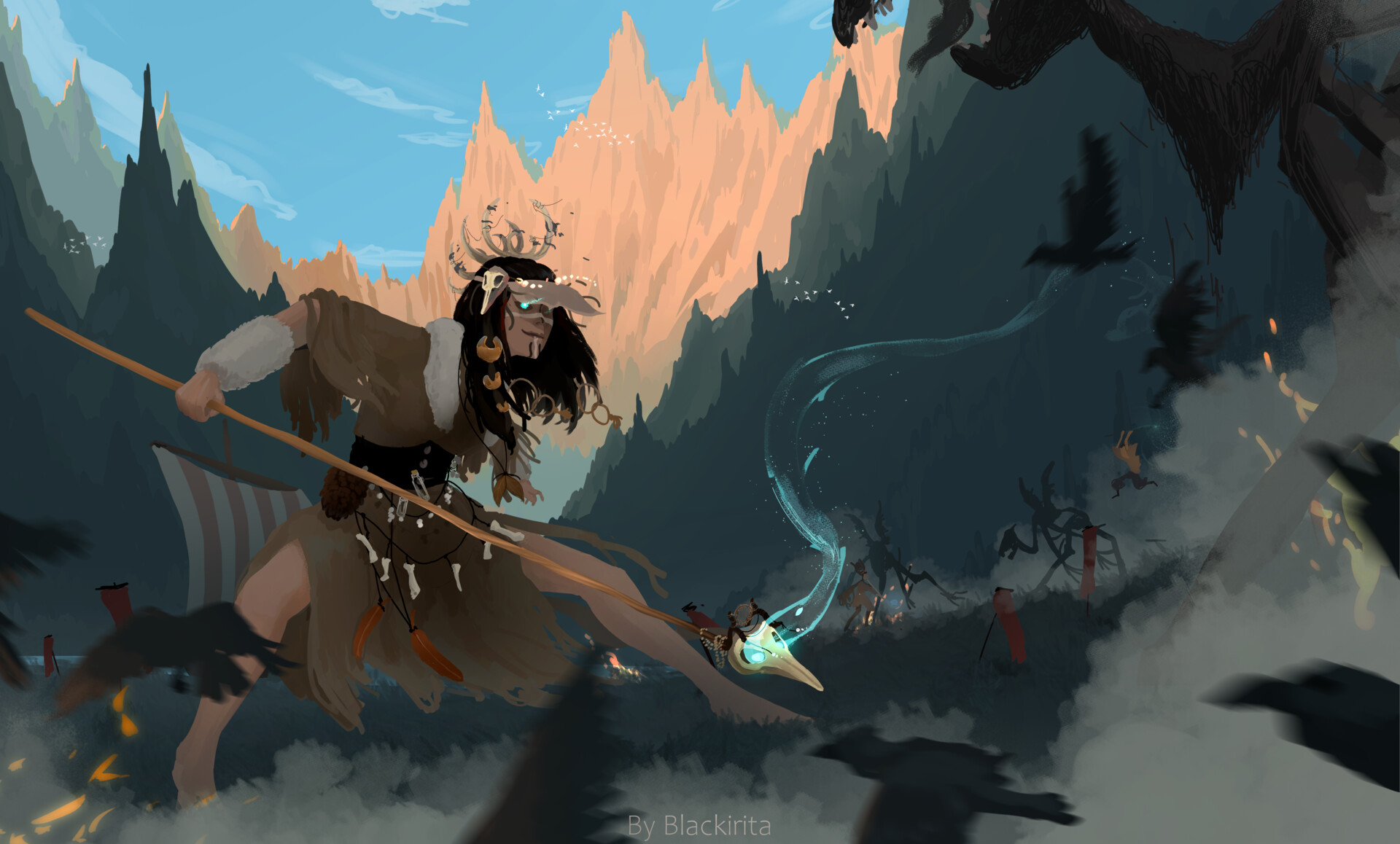 ArtStation - Shamans fight monsters & Speedpaint