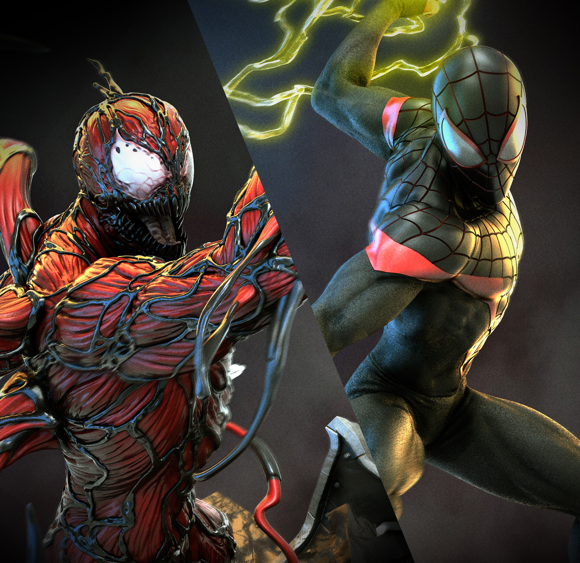 ArtStation - Miles Morales vs Carnage ( Personal Work )