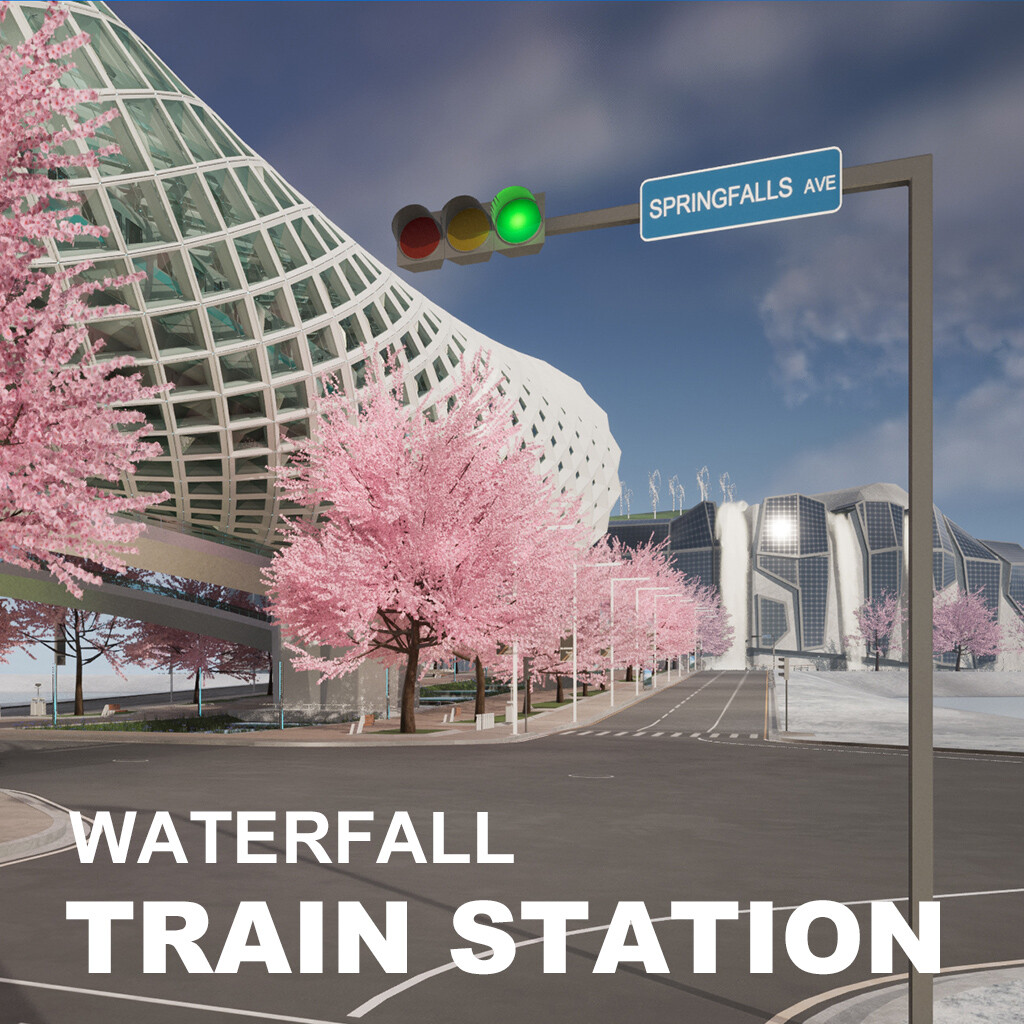 ArtStation - Waterfall Train Station