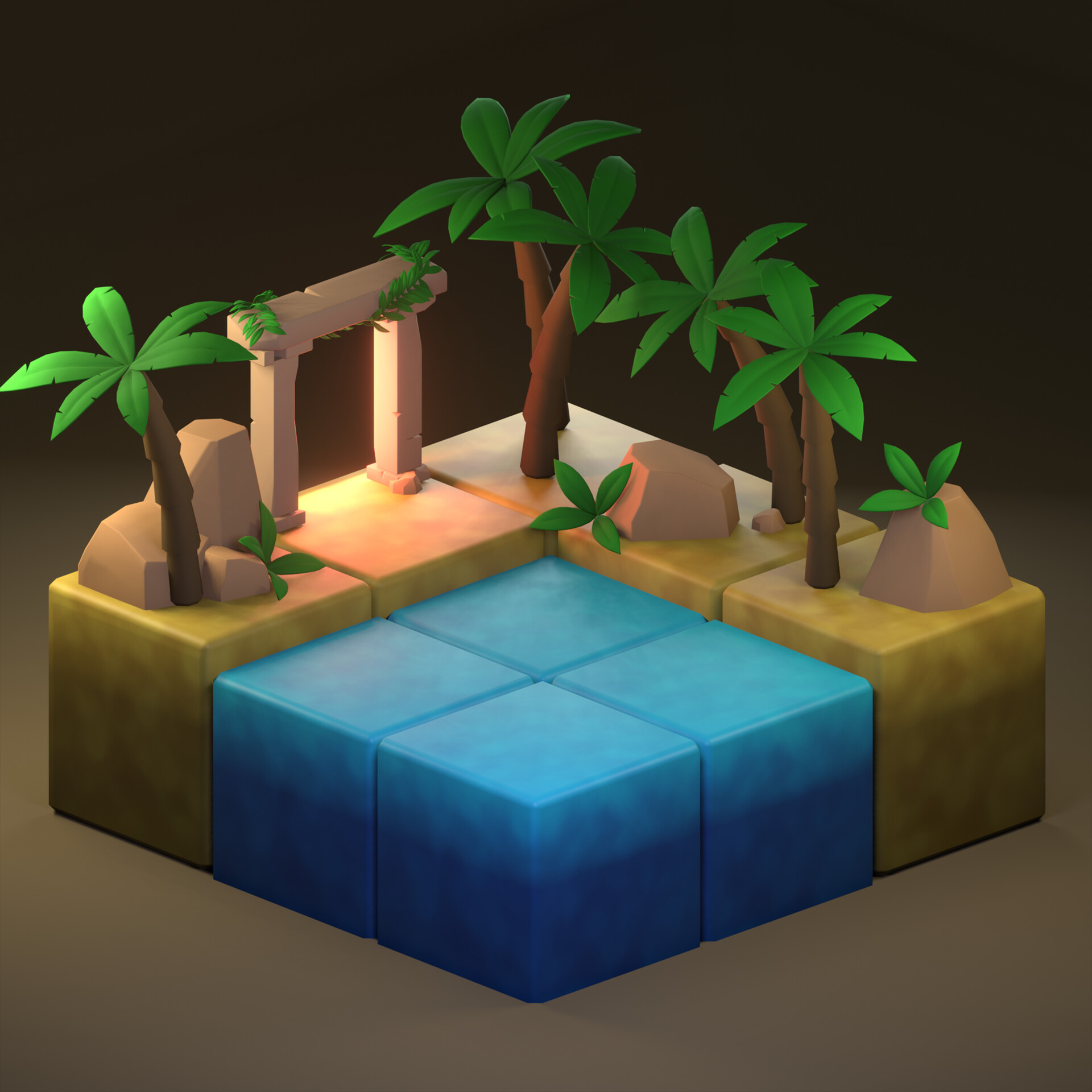 ArtStation - Cubic Environments #02 - Oasis