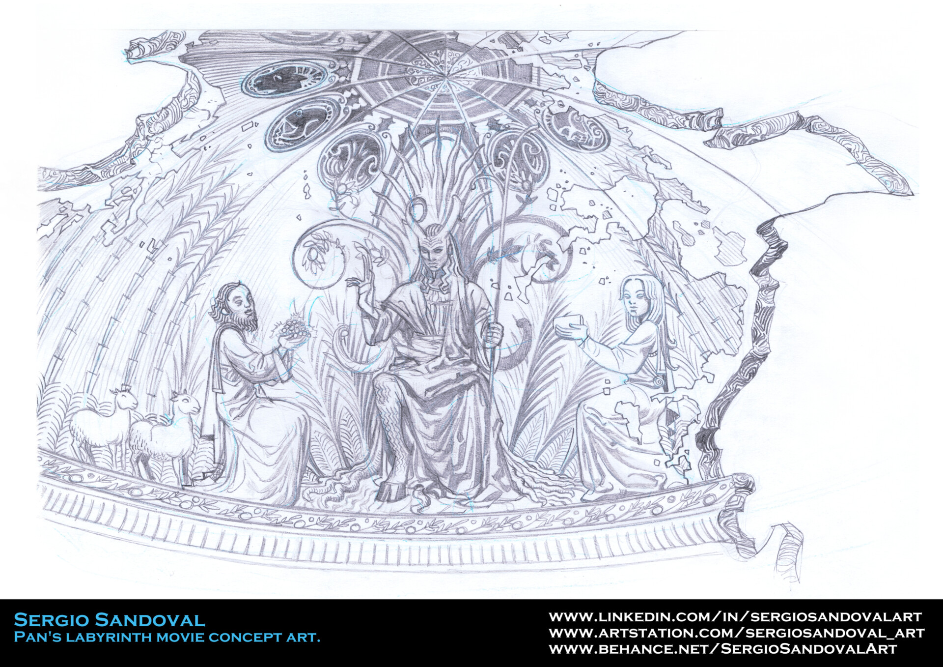 ArtStation - Environment designs for Pan's Labyrinth: Entrance/exit of the well and painting of ...