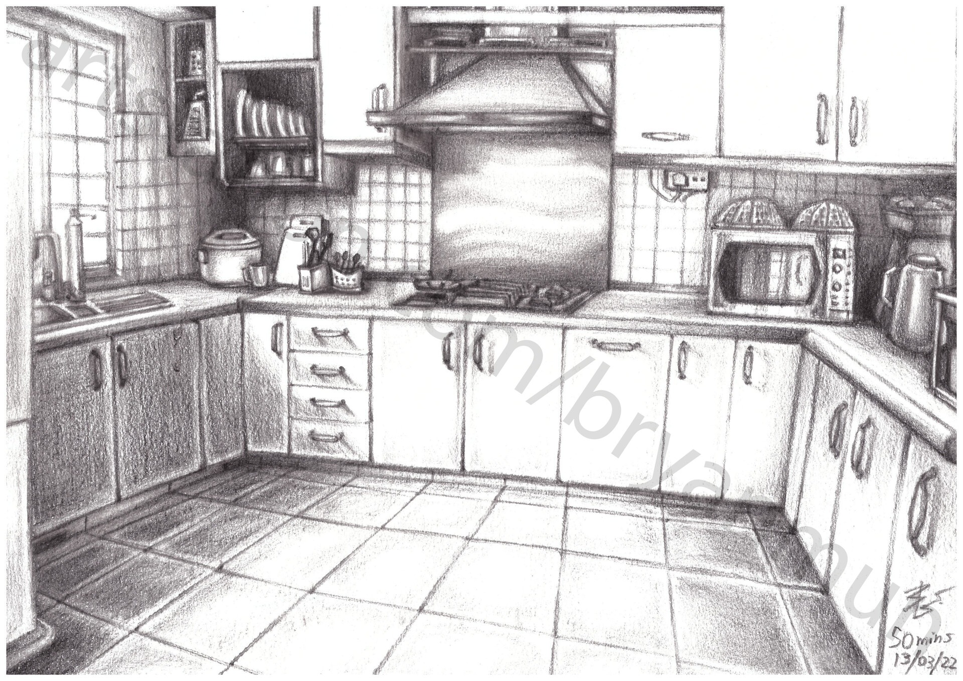 ArtStation - Kitchen Interior Sketch