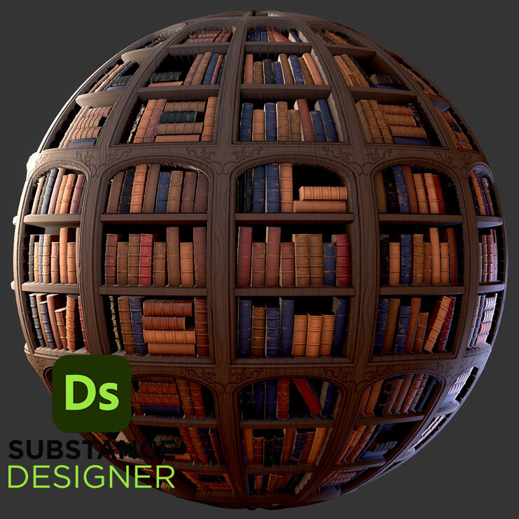 ArtStation - Stylized Bookshelf - Substance 3D Designer