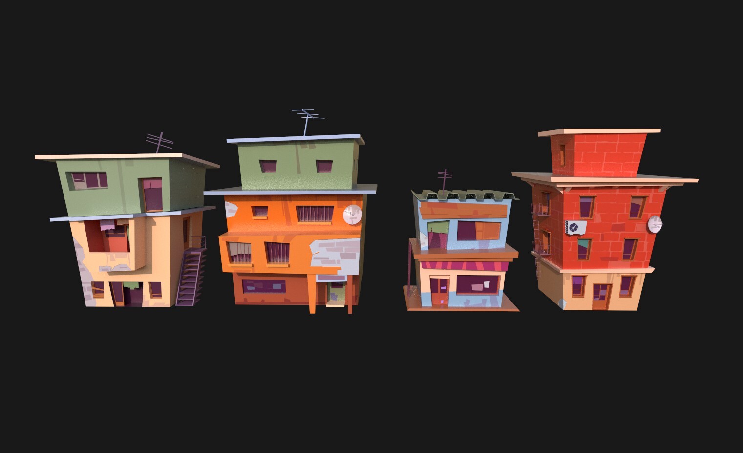 ArtStation - Stylized 3d buildings