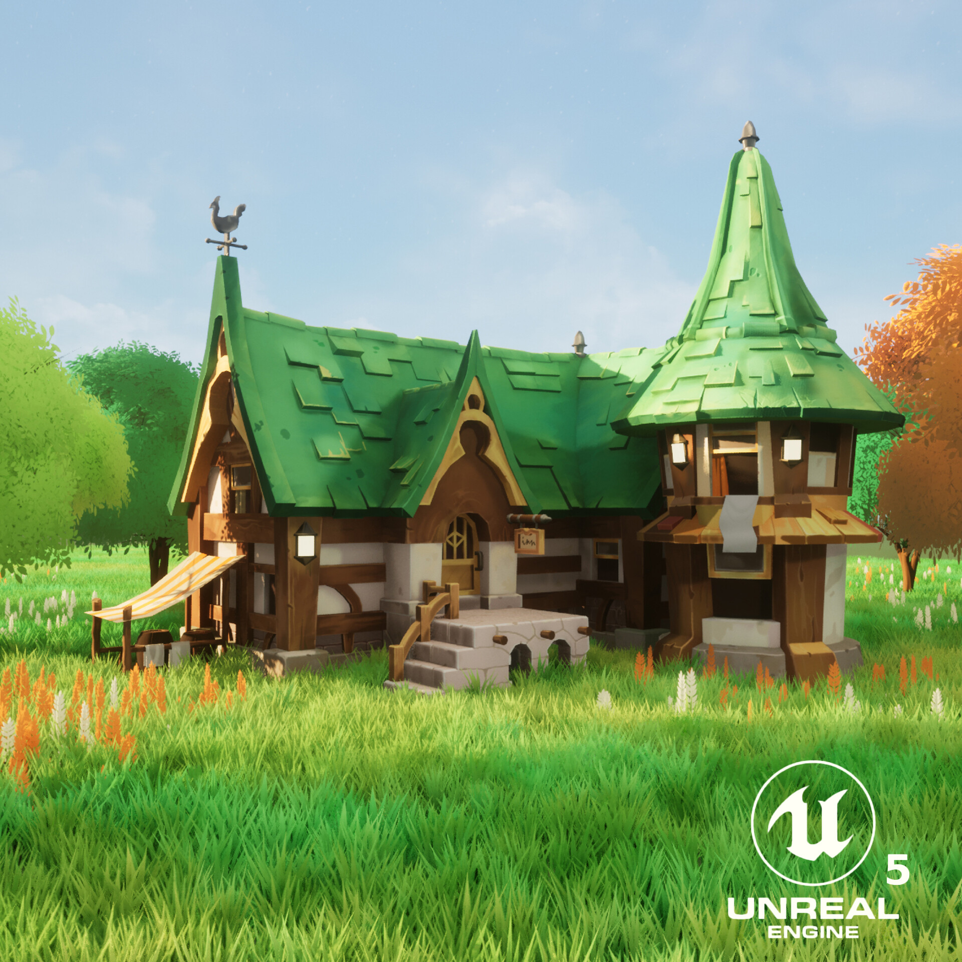 ArtStation - Stylized House & Vegetation - UE5