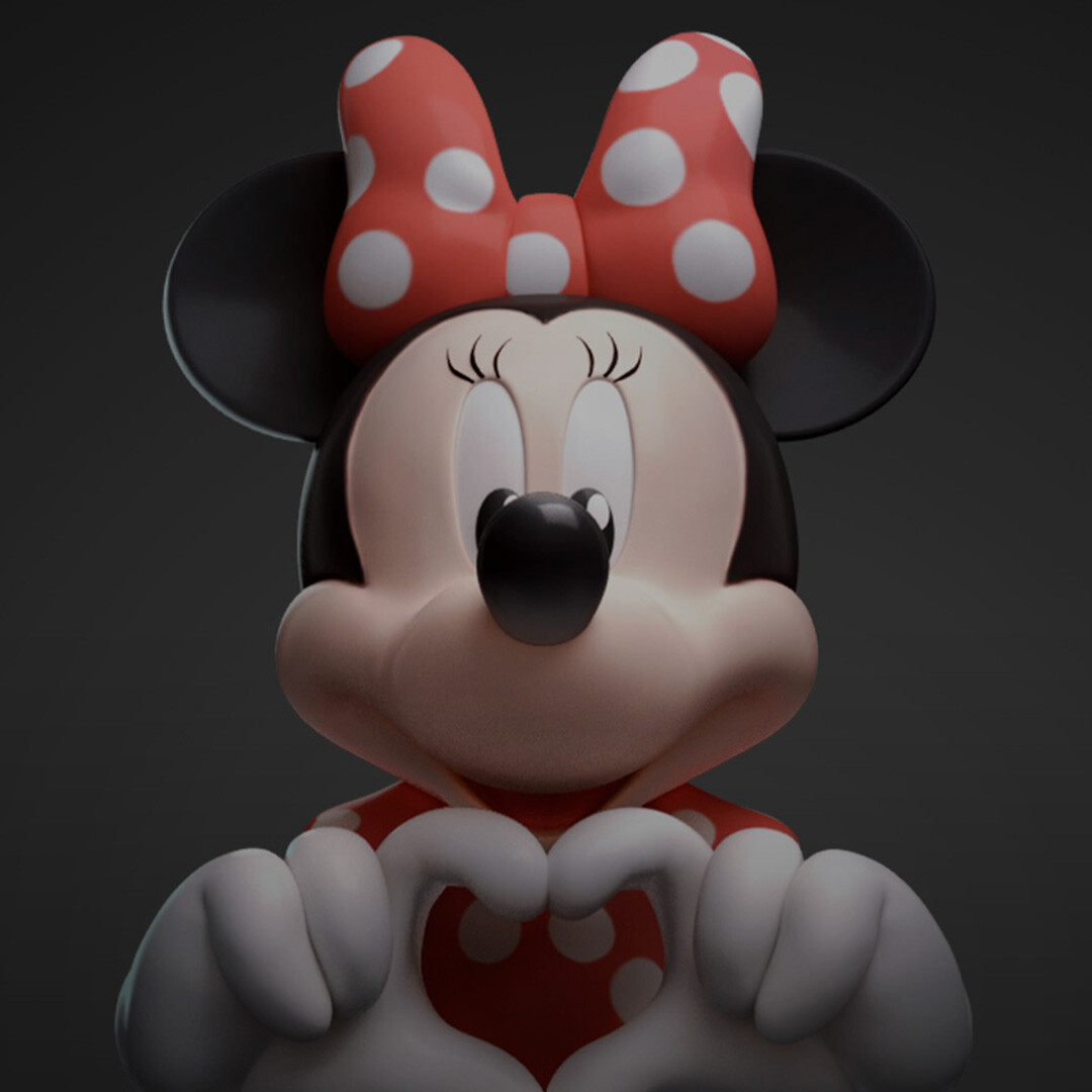 ArtStation - Toys | Minnie Mouse Love Hand Bust