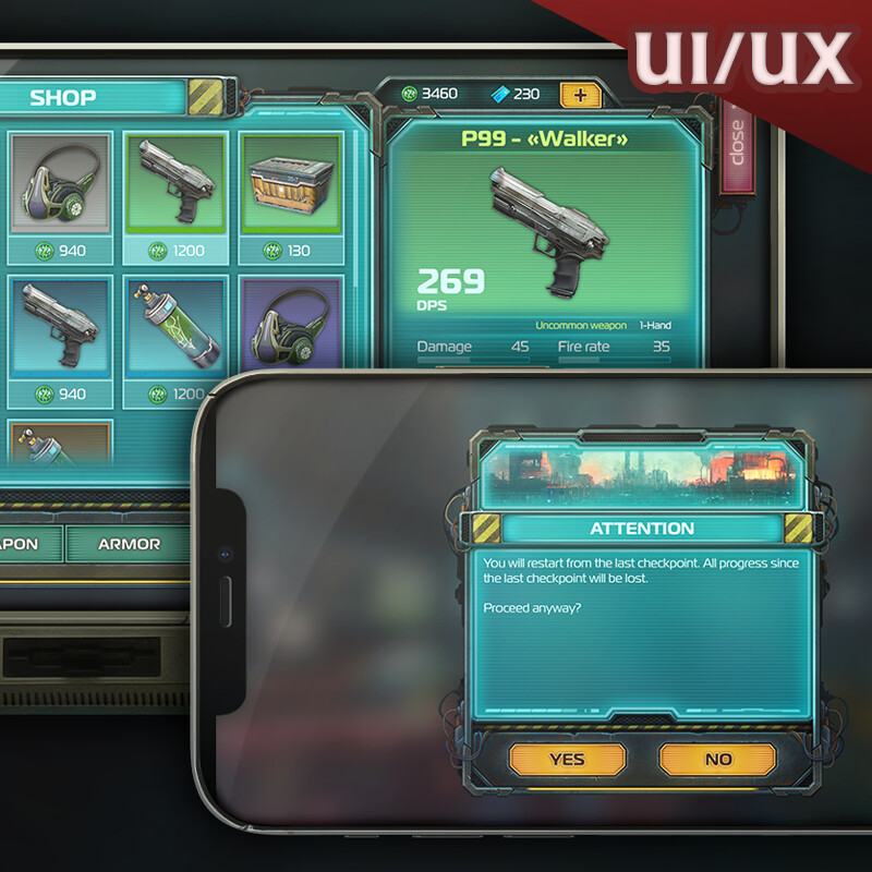 Sergey Tuzhikov - UI/UX - Cyberpunk Post - Apocalypse Game