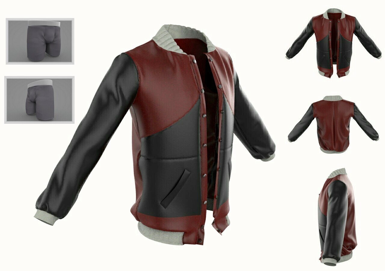 ArtStation - (UPDATED) High Poly Jacket and Underware