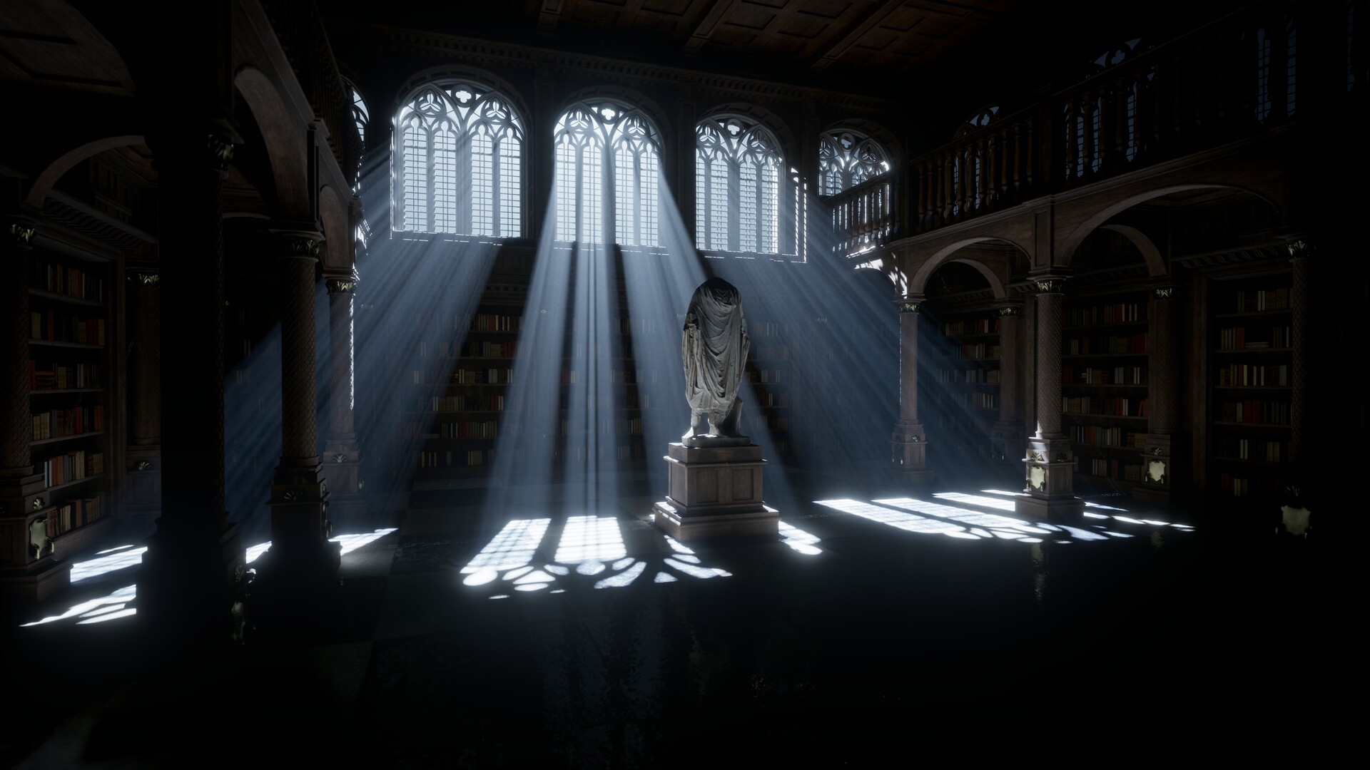 ArtStation - Old Library Environment Design - Misty Night