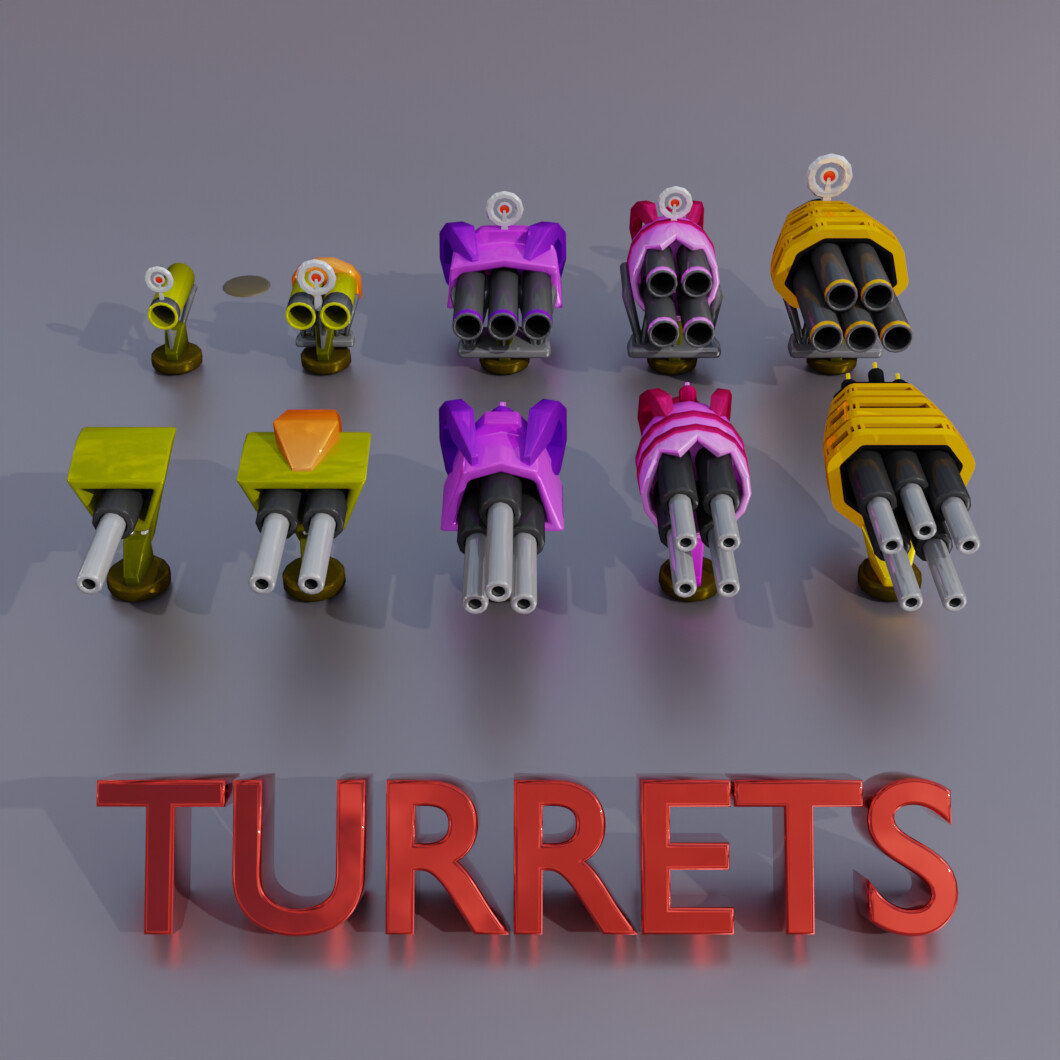 ArtStation - Low Poly Turrets