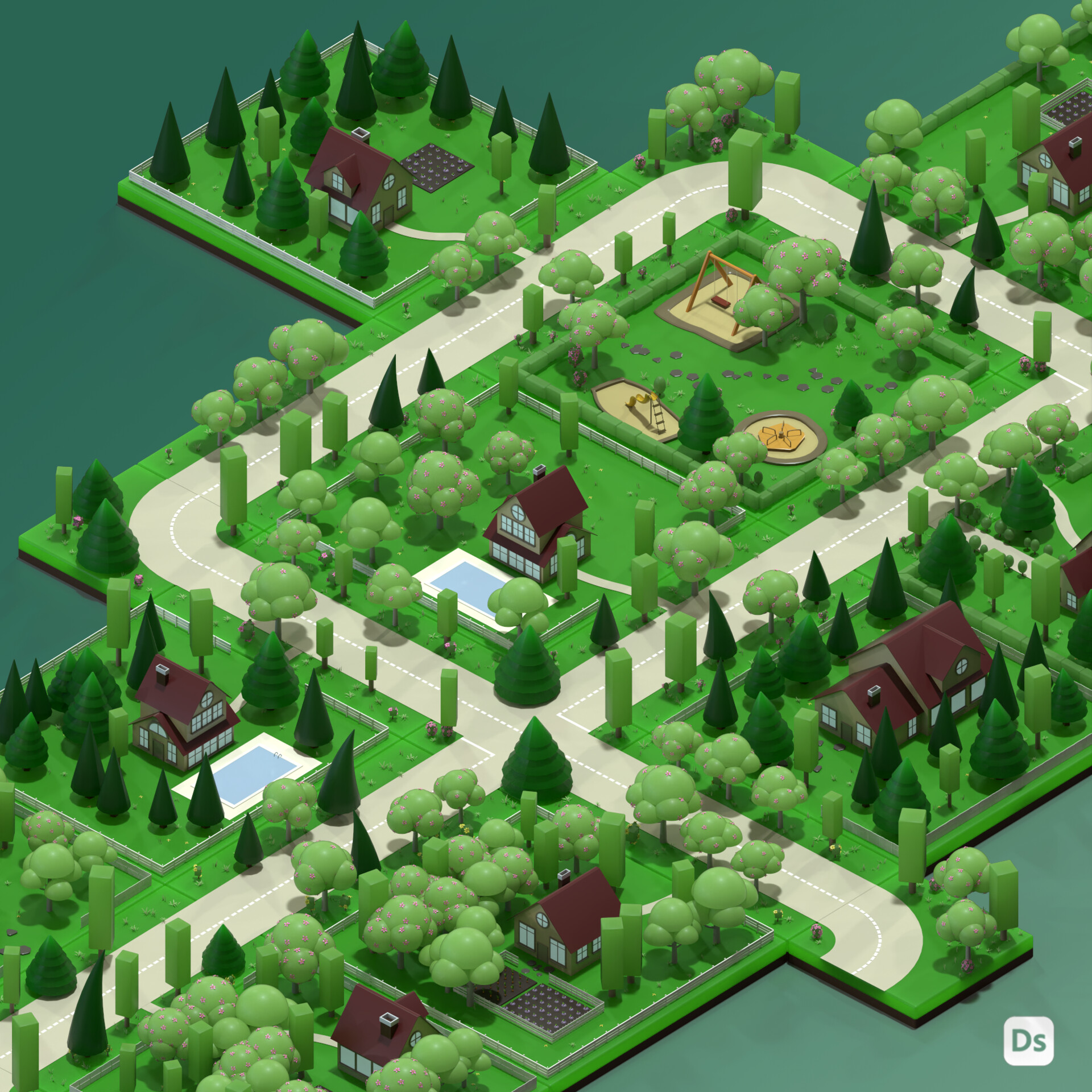 Céline Dameron - Low poly town generator in Substance 3D Designer