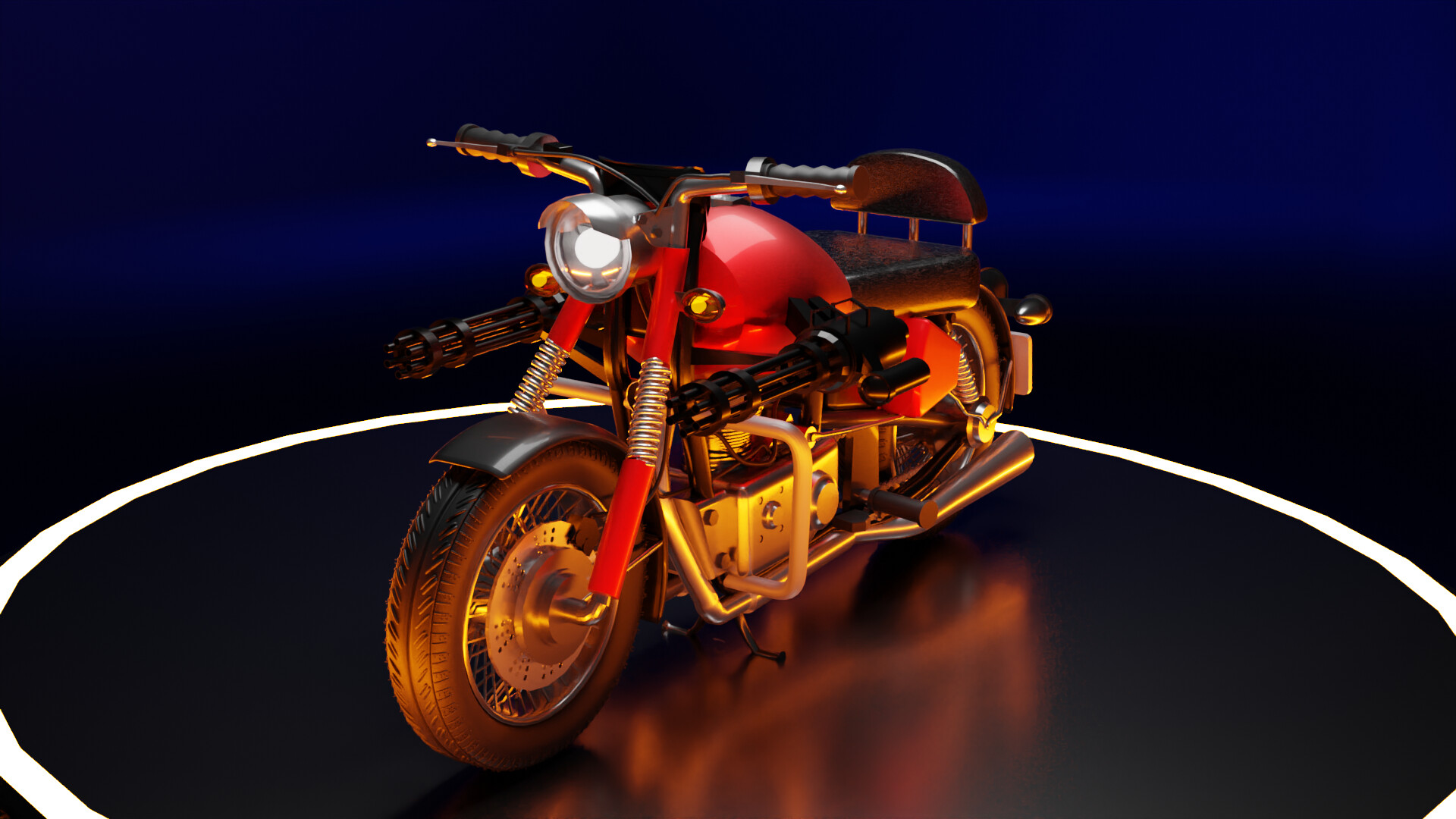 ArtStation - Hard surface 3D Model of Motorcycle with chain gun