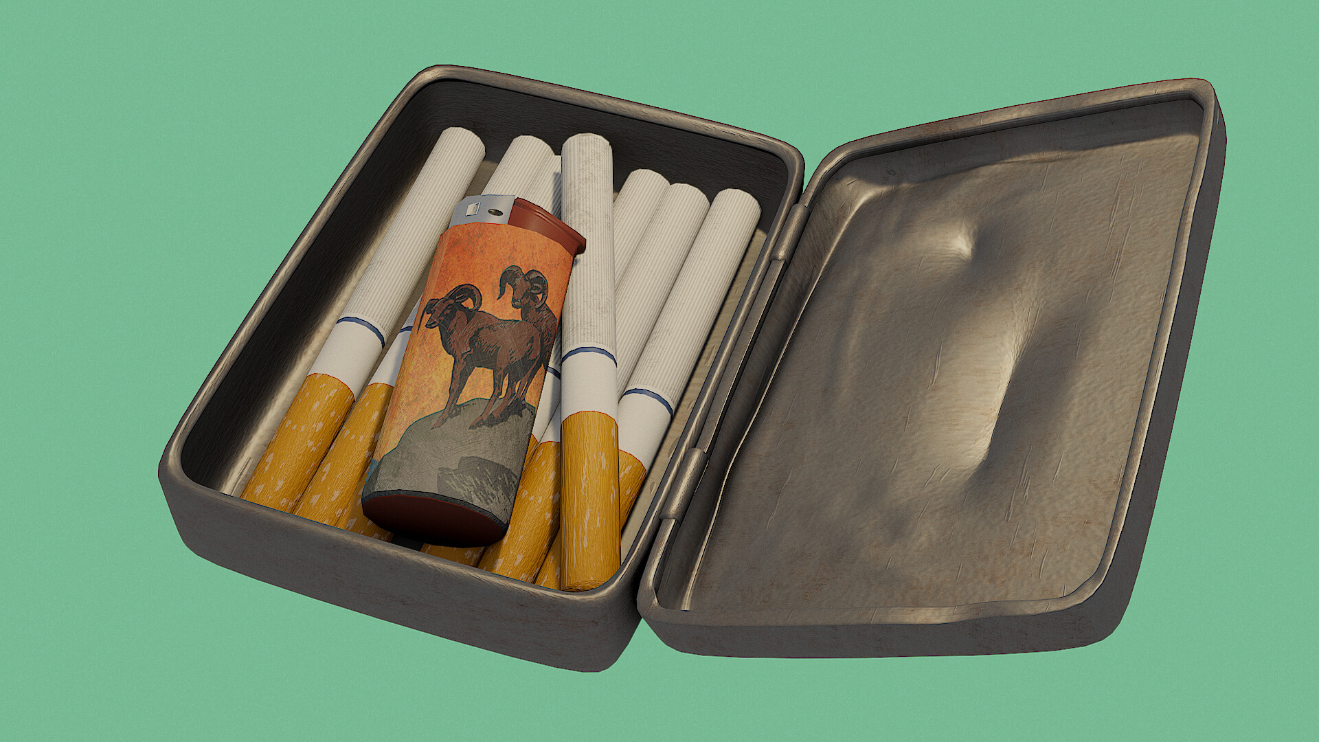 ArtStation - 3D Cigarette case and lighter 360 spin animation