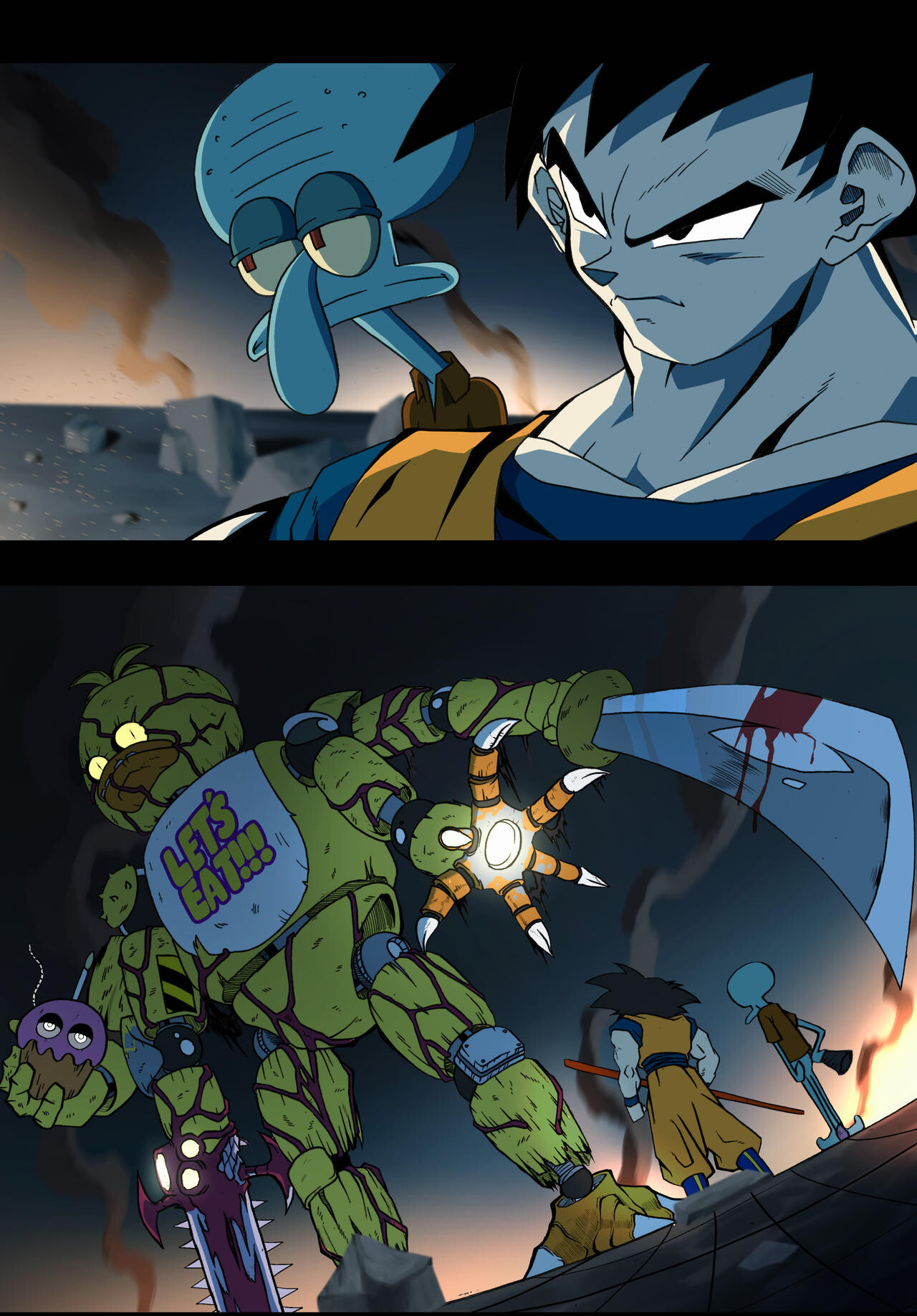 ArtStation - Squidward and Goku vs...wait what?