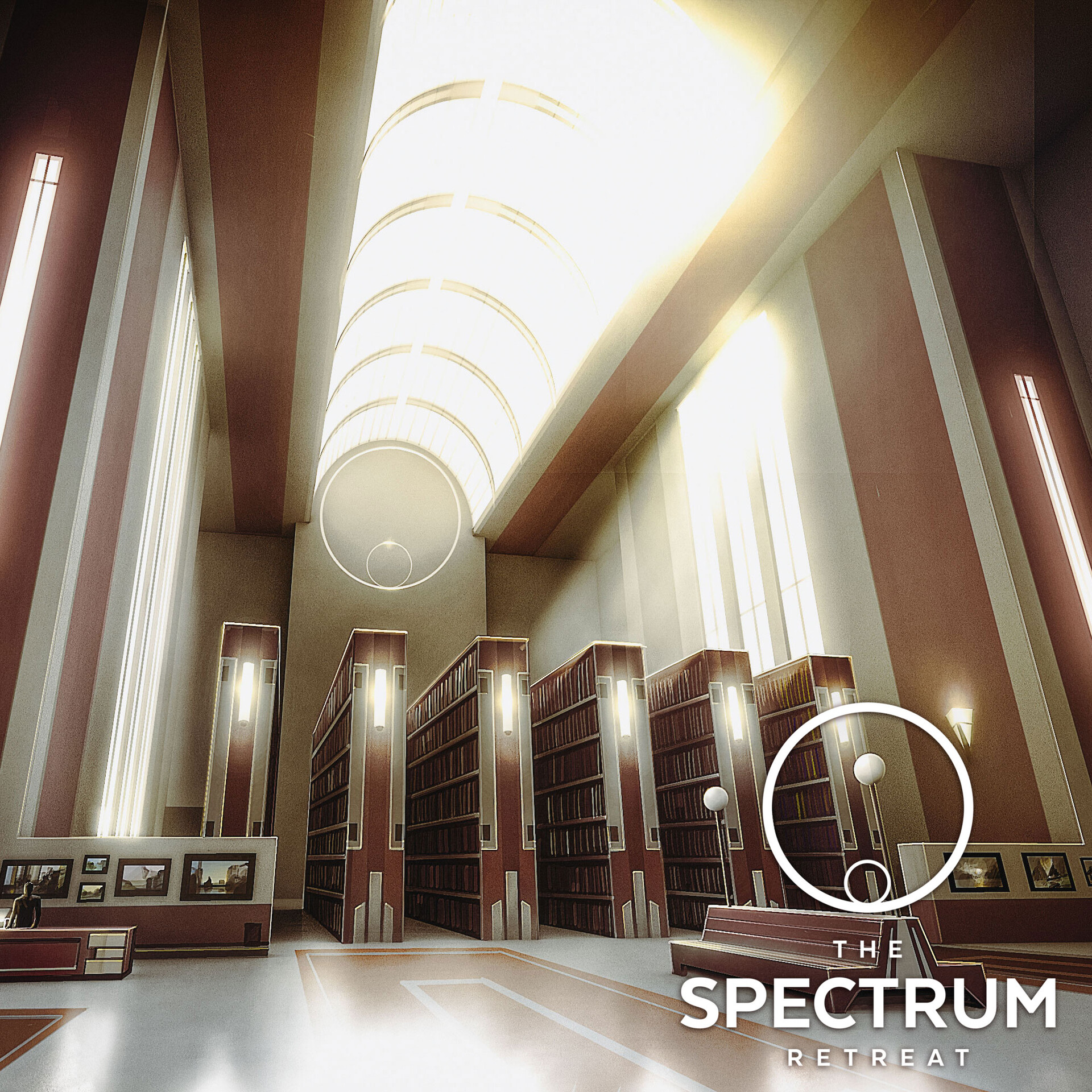 ArtStation - 'The Spectrum Retreat': Penrose hotel grand library concept
