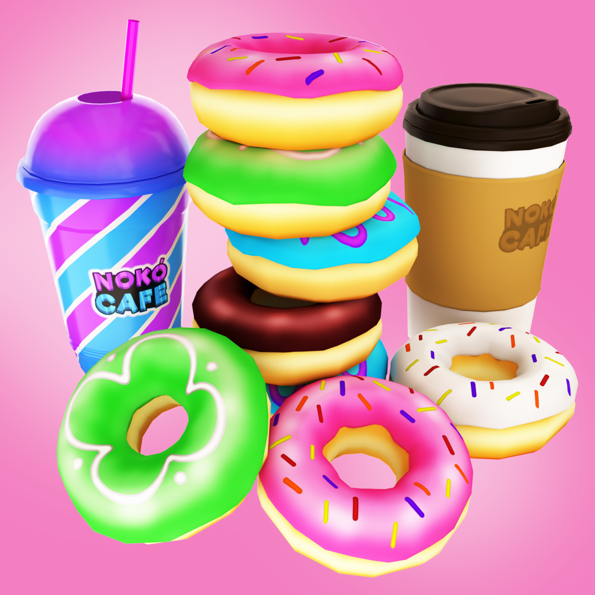 ArtStation - Cafe Low Poly Game Props