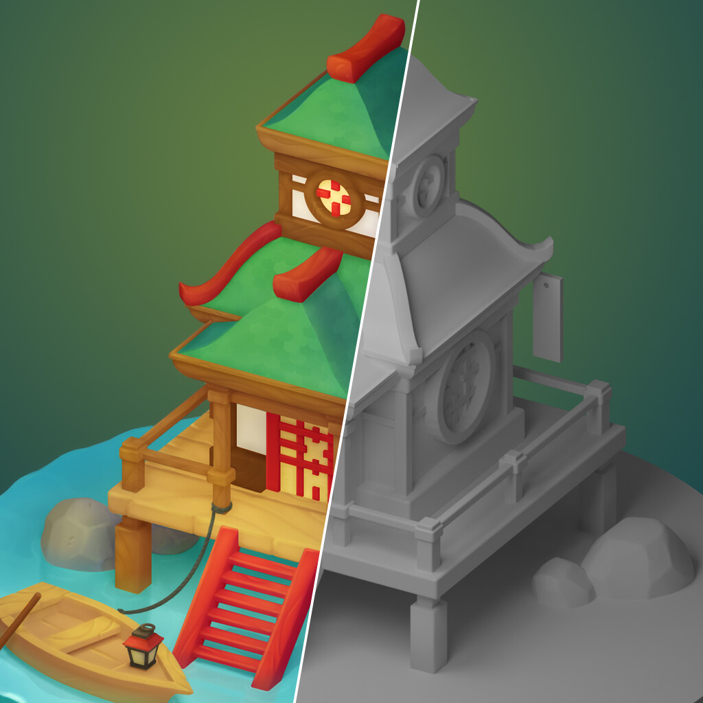 ArtStation - Casual Tea House Concept. Isometry