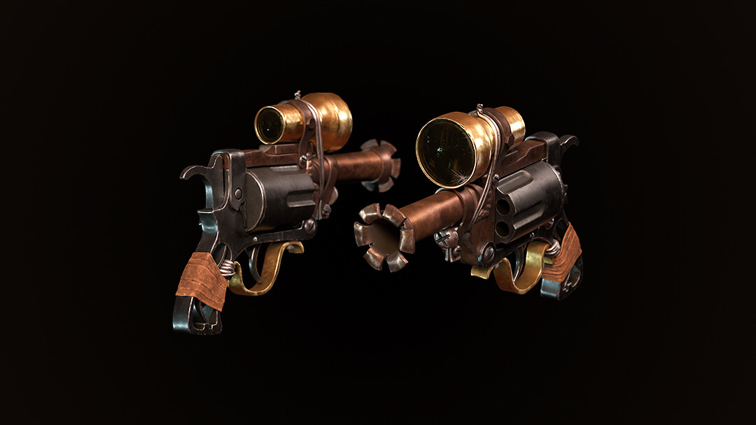 ArtStation - Post-apocalyptic weapon (Makeshift Revolver)