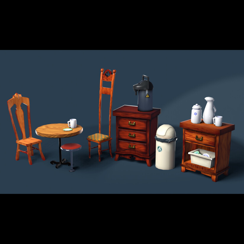 ArtStation - Cafe Furniture Props
