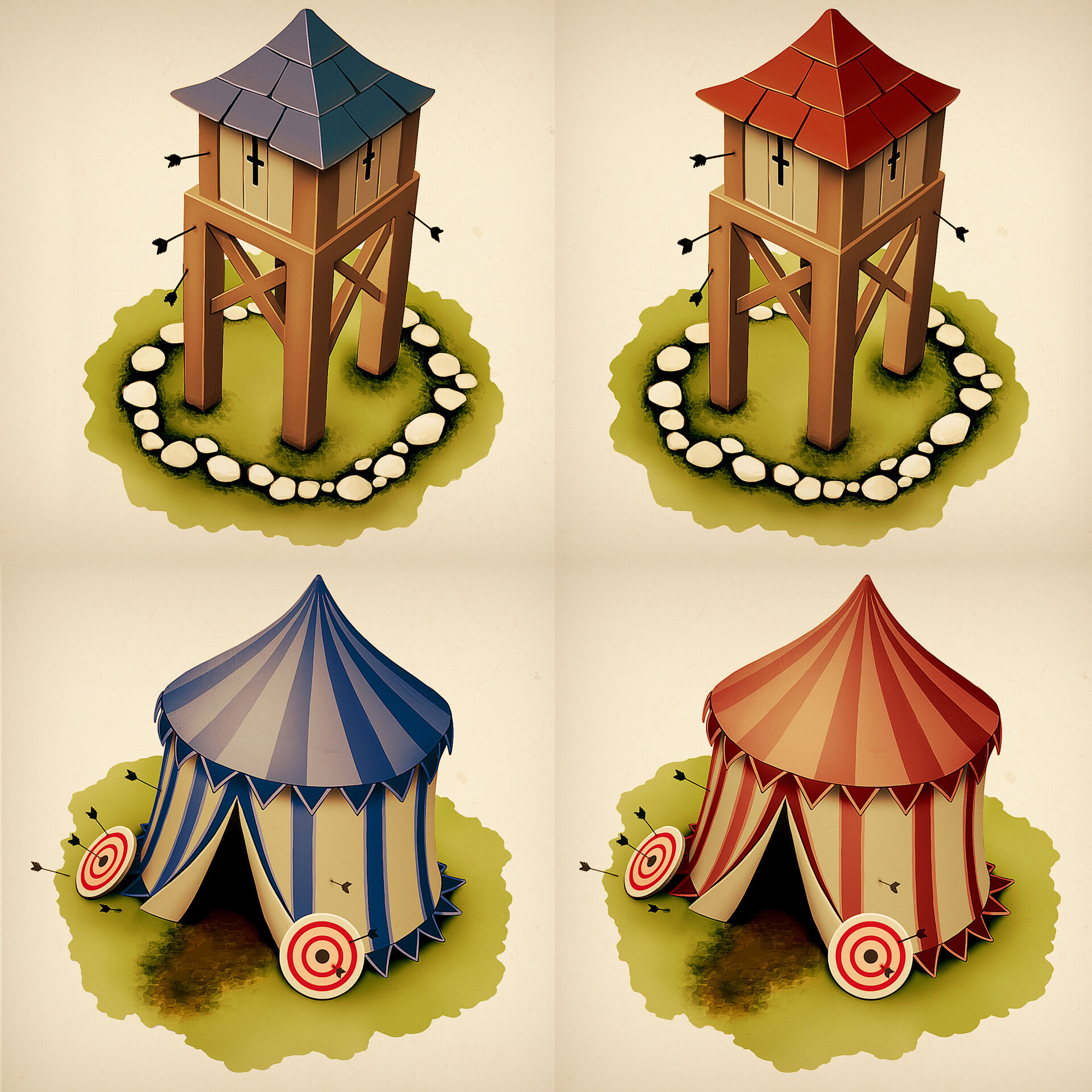 ArtStation - RTS - Archer Tent & Tower - environment concept art