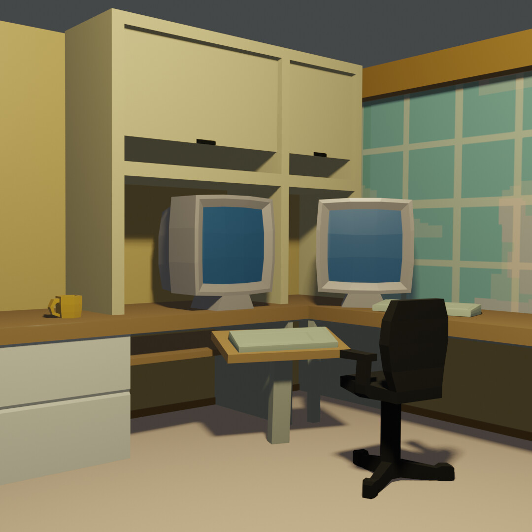 ArtStation - Blender - Hard surface low poly - Office