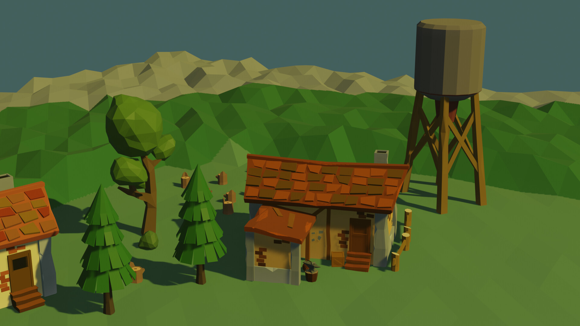 ArtStation - LOW POLY VILLAGE MAP