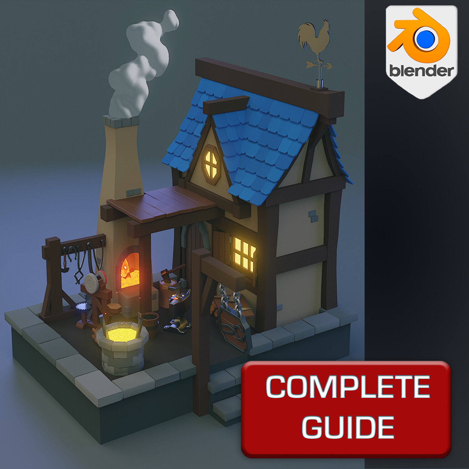 ArtStation - Blender 3 Animated Stylized Blacksmith House | 3D Modelling Guide + Packed Blender ...