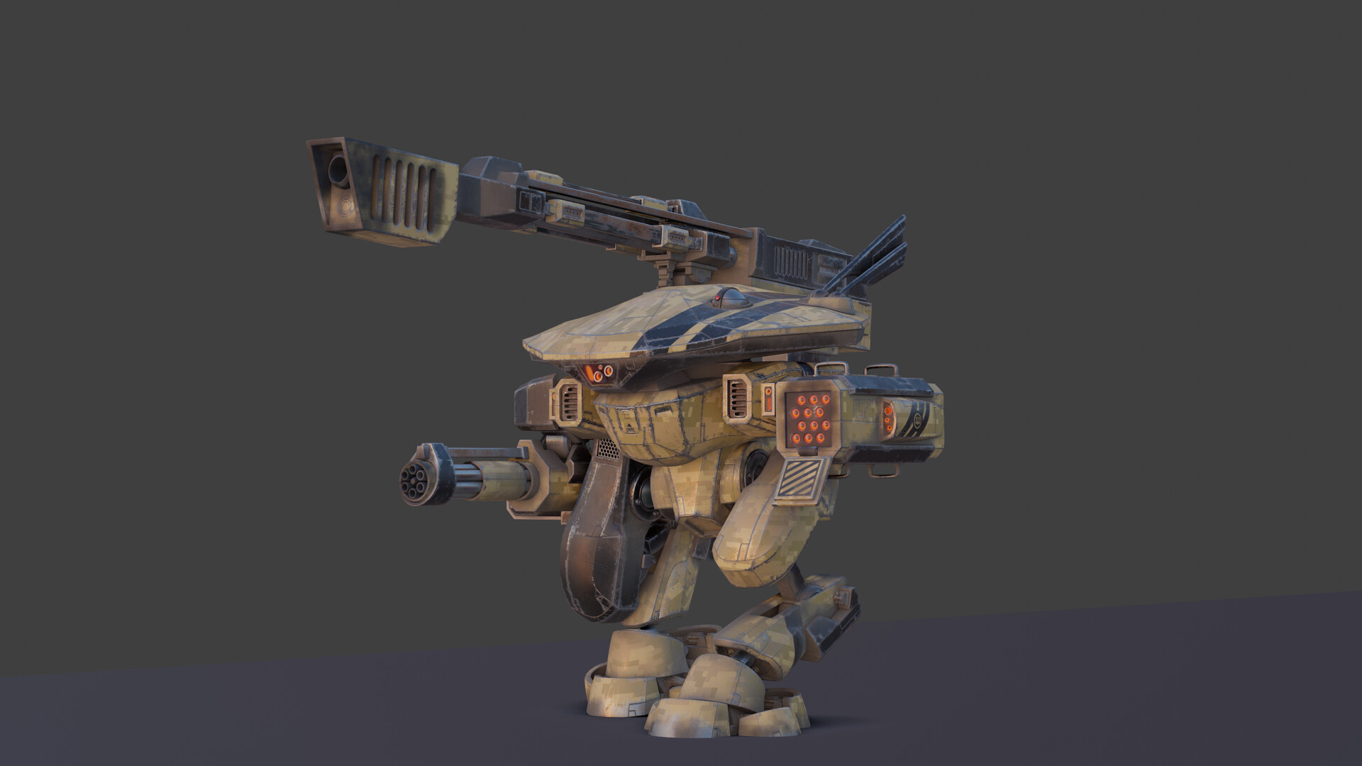 ArtStation - Mecha walk cycle + shooting
