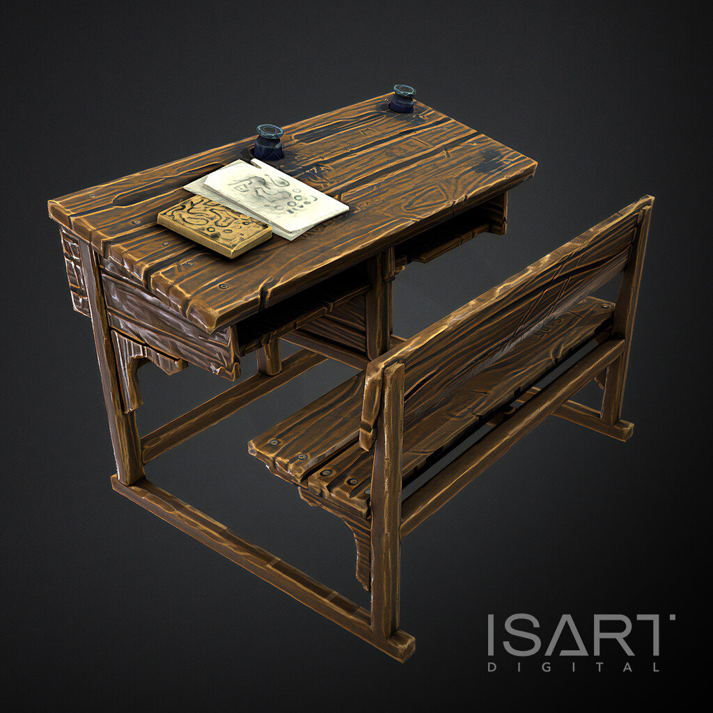 ArtStation - Stylized Old School Table - Gameready Asset