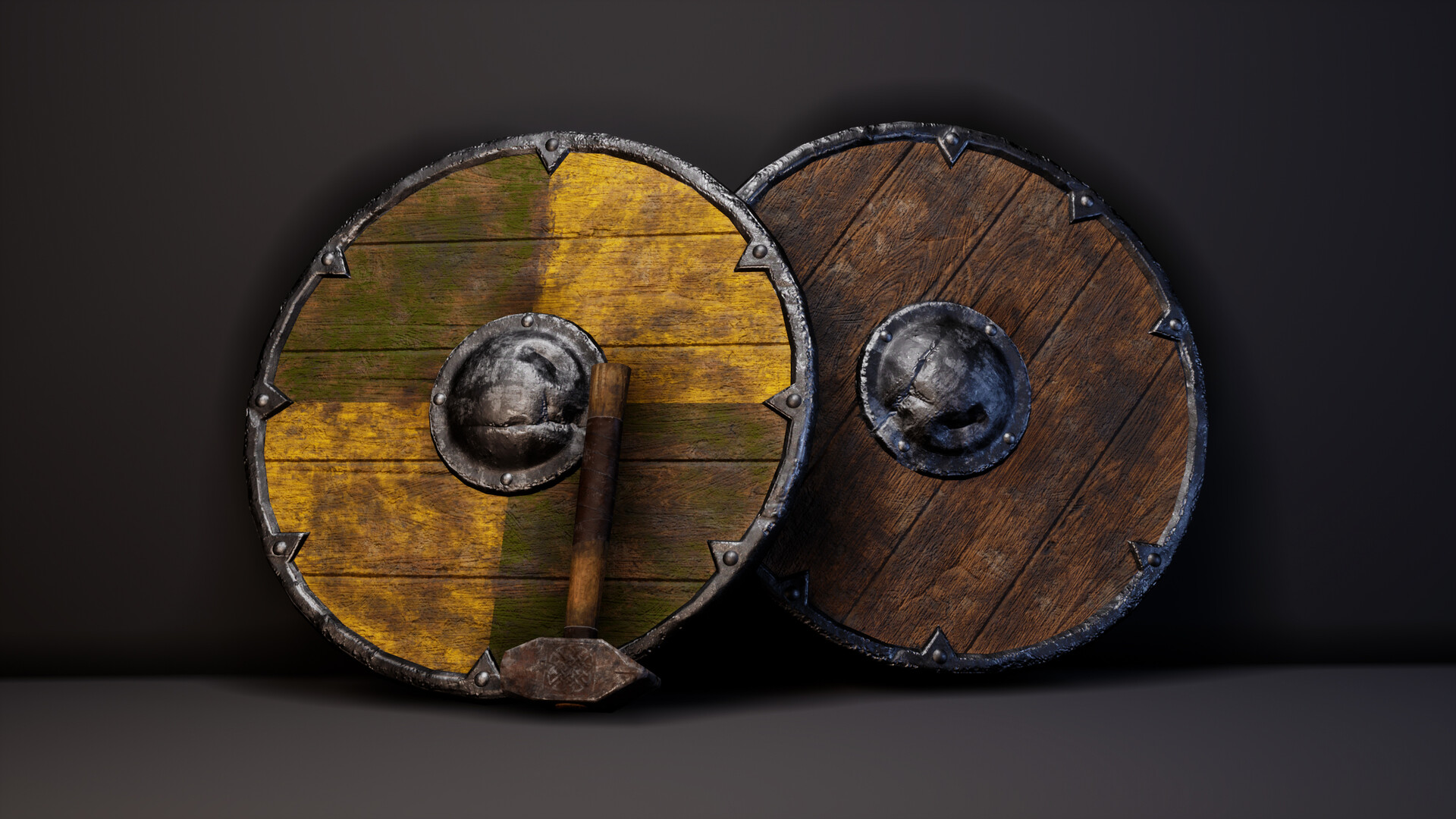 ArtStation - Fantasy shields and a hammer