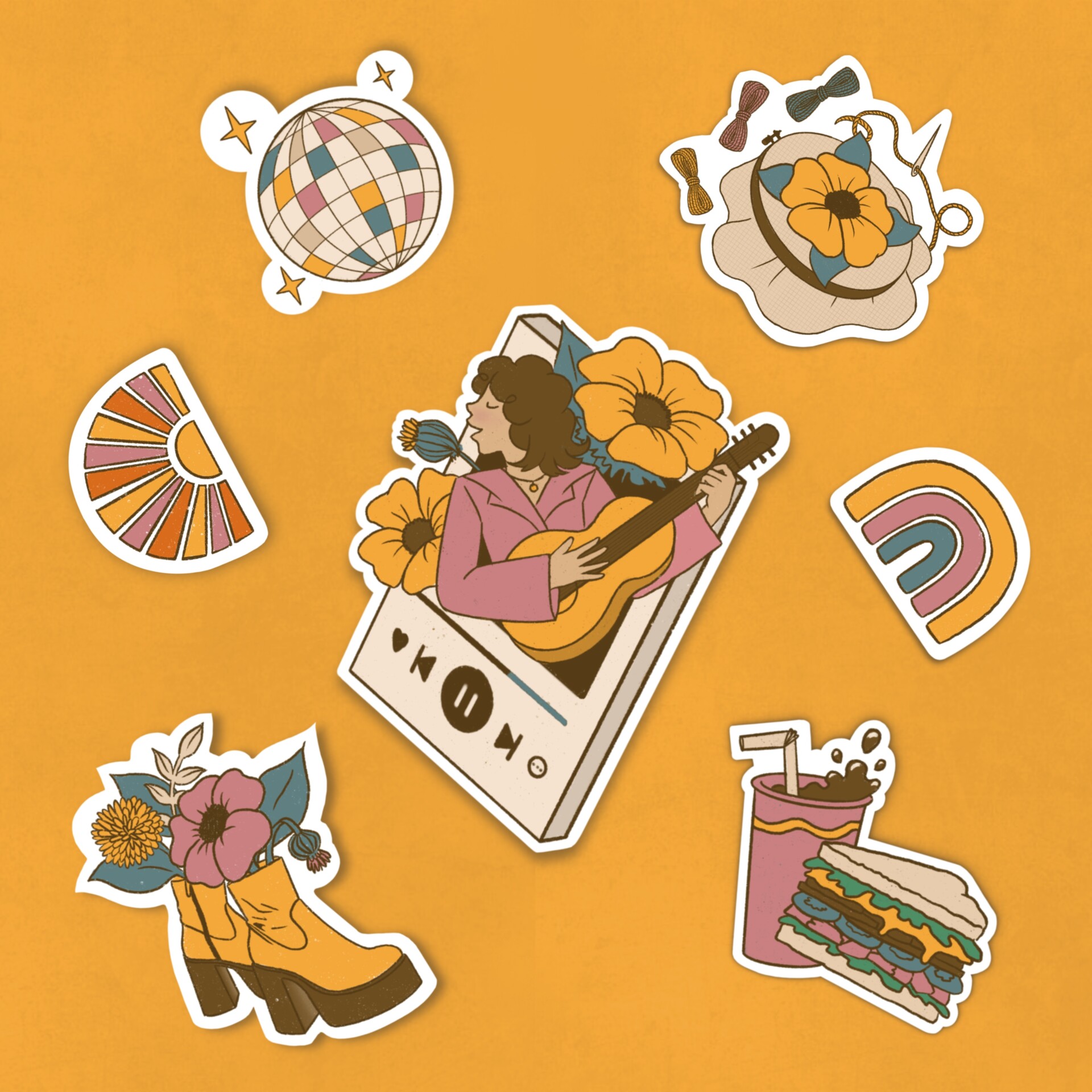 ArtStation - 70s style stickers