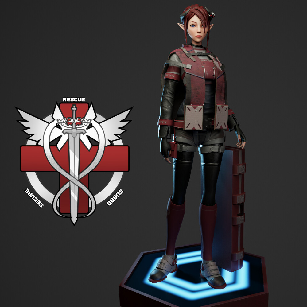 ArtStation - 3D Stylized sci-fi character : Battle Medic Miyuki
