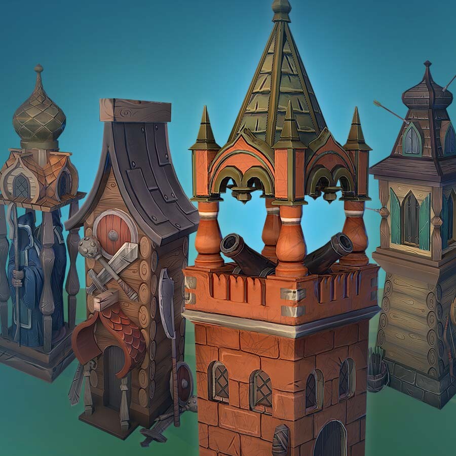 ArtStation - Defensive towers.