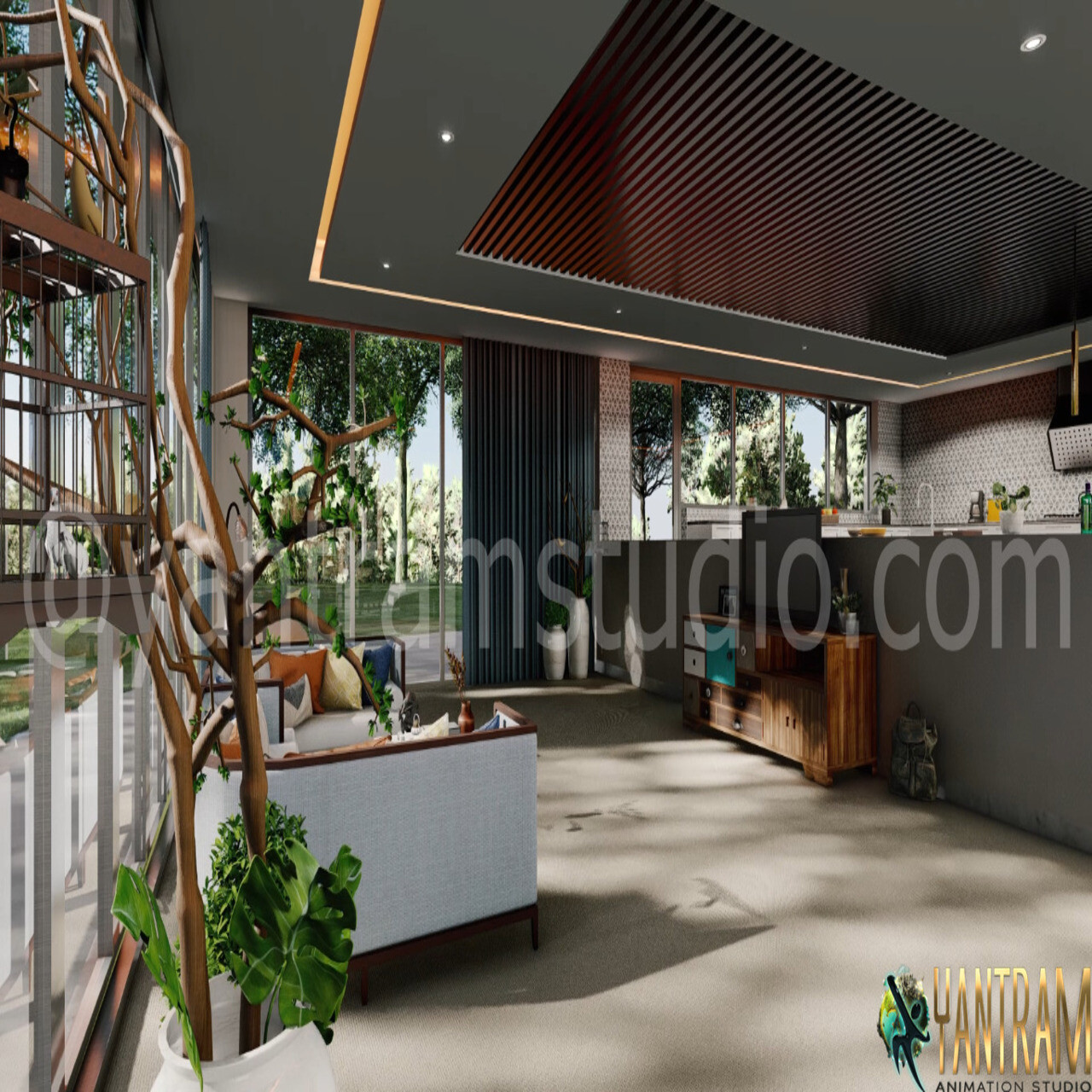 ArtStation - 3D Interior Visualization Of Livingroom in New York city by Yantram 3D Interior ...