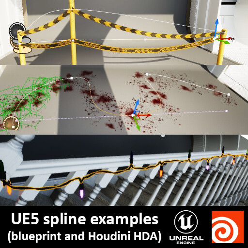 ArtStation - Unreal Engine 5 spline generators (blueprint and Houdini HDA)