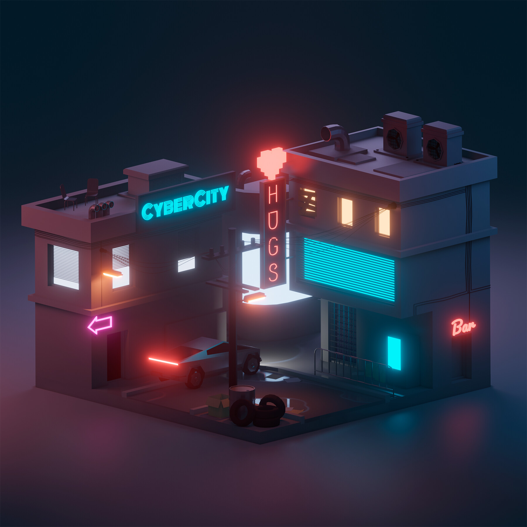 ArtStation - LowPoly CyberCity
