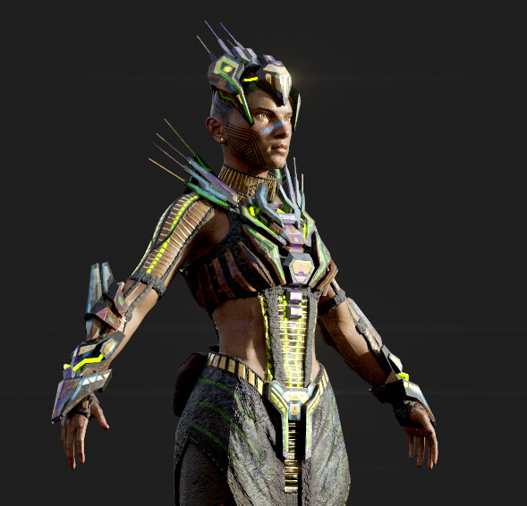 ArtStation - Aztec steampunk original realtime Character WIP.
