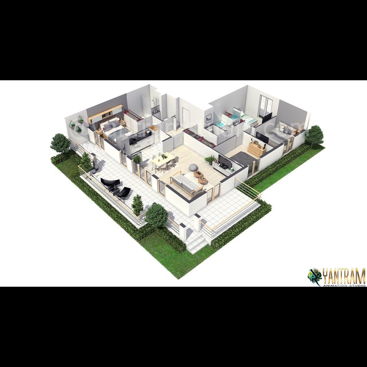 ArtStation - 3D Floor Plan Rendering Proffered for a House in ...