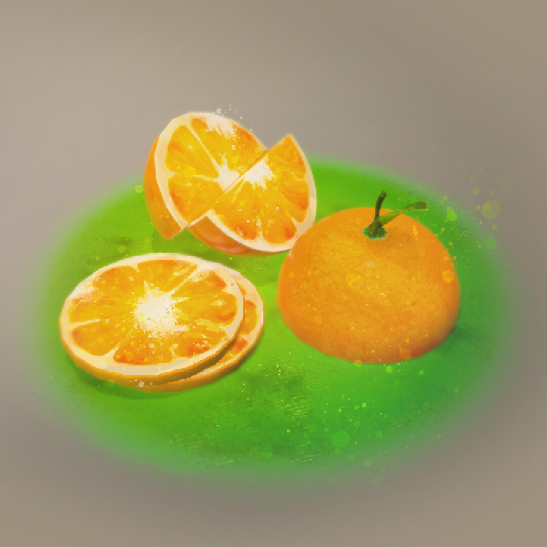 ArtStation - Handpainted - Orange Still Life