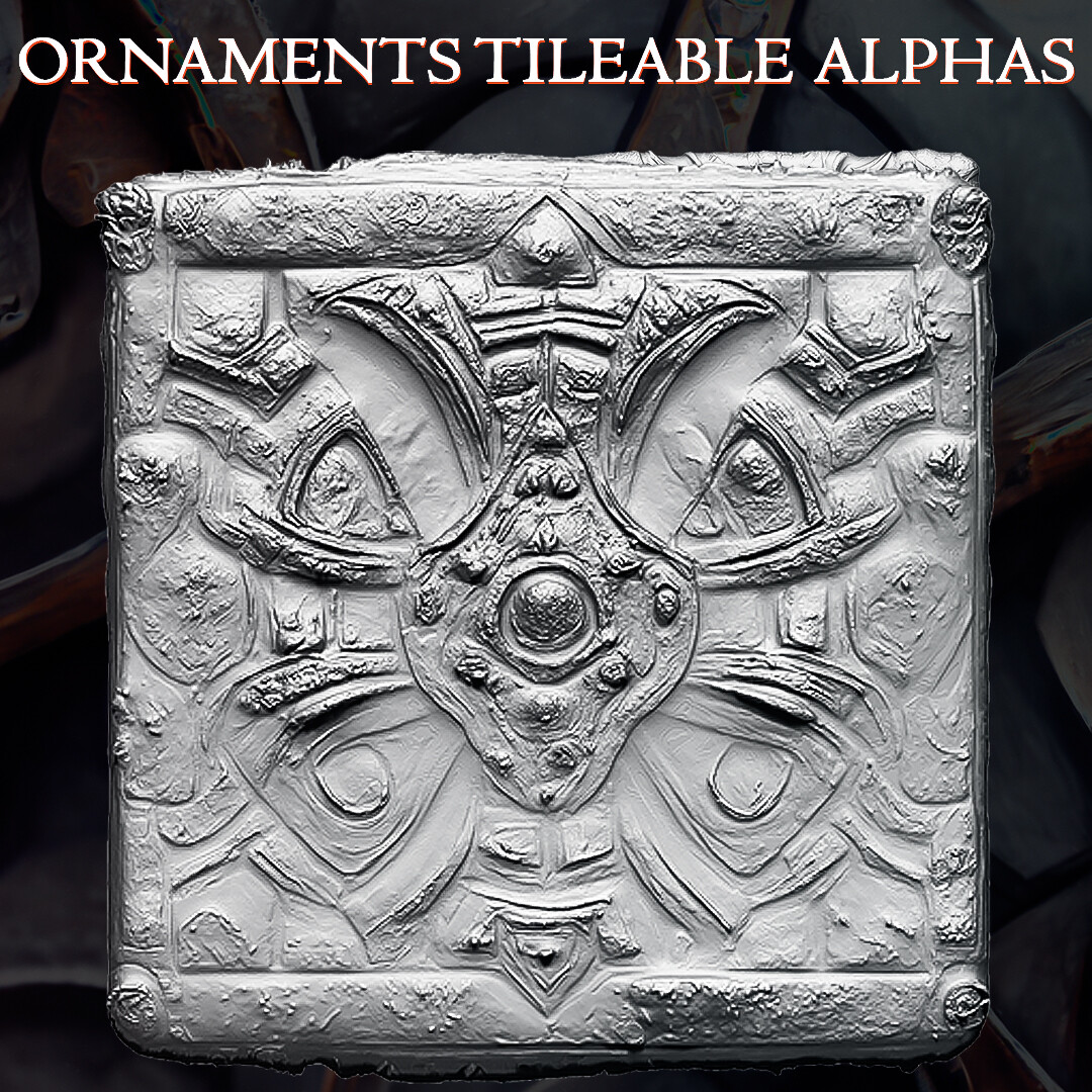 ArtStation - Ornaments Tileable Alphas (Displacement Maps) for ZBrush ...