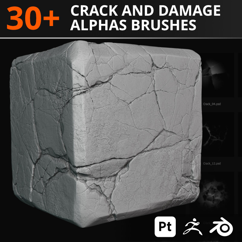 ArtStation - 30+ Crack and Alphas Brushes