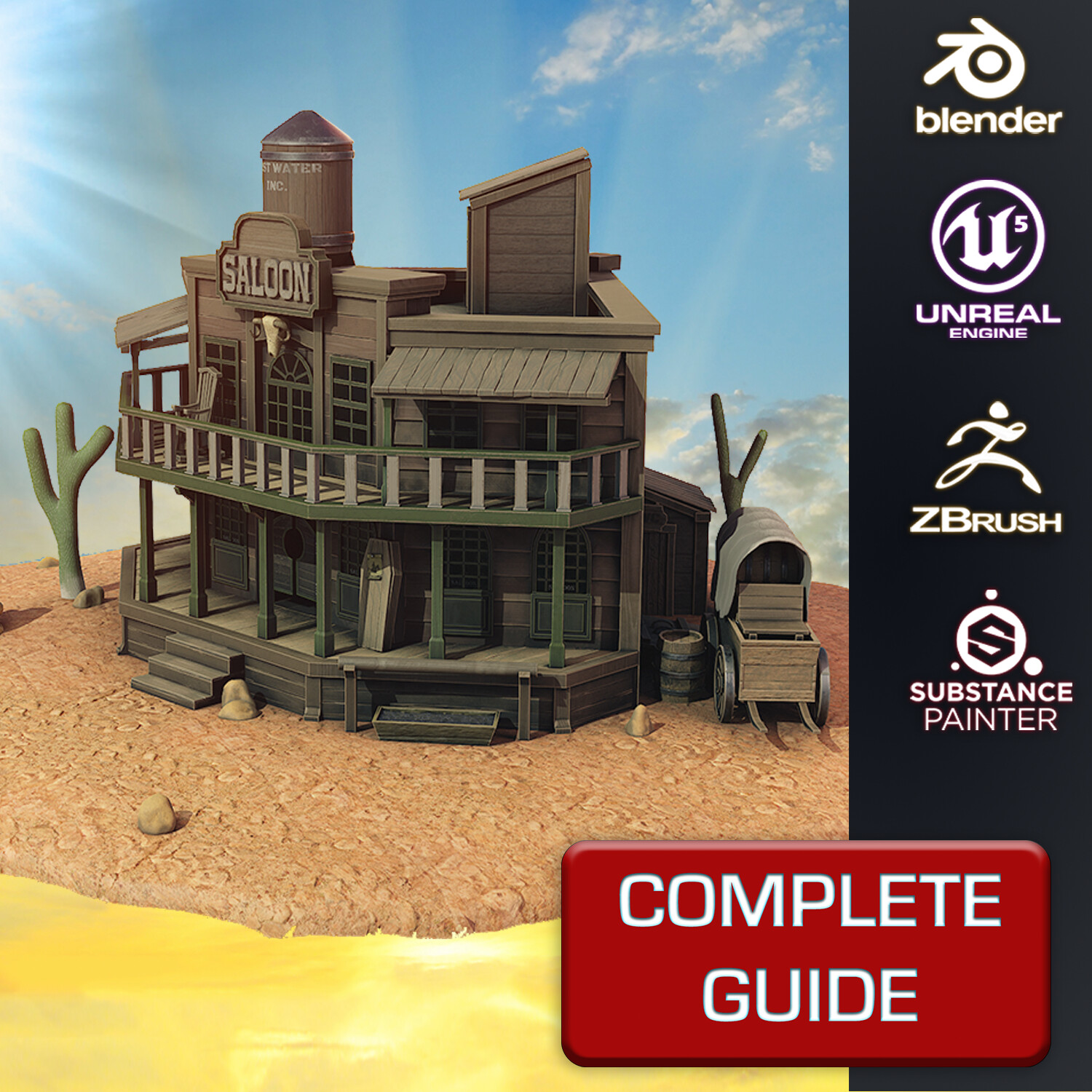 ArtStation - Blender 3 | Stylized Western Saloon | 3D Model | Complete ...