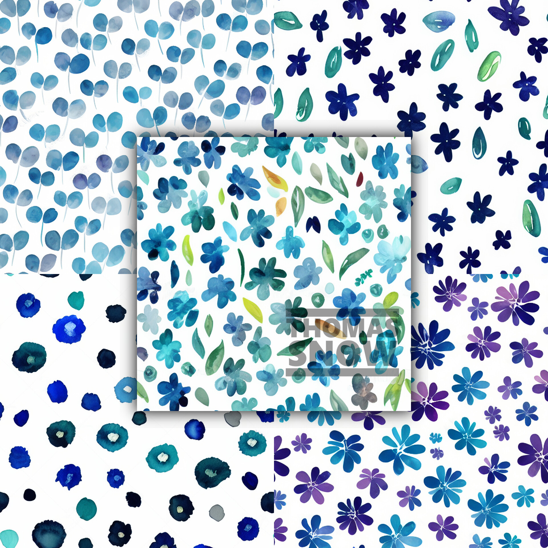 Thomas Snow - "Bloom #1" seamless patterns collection
