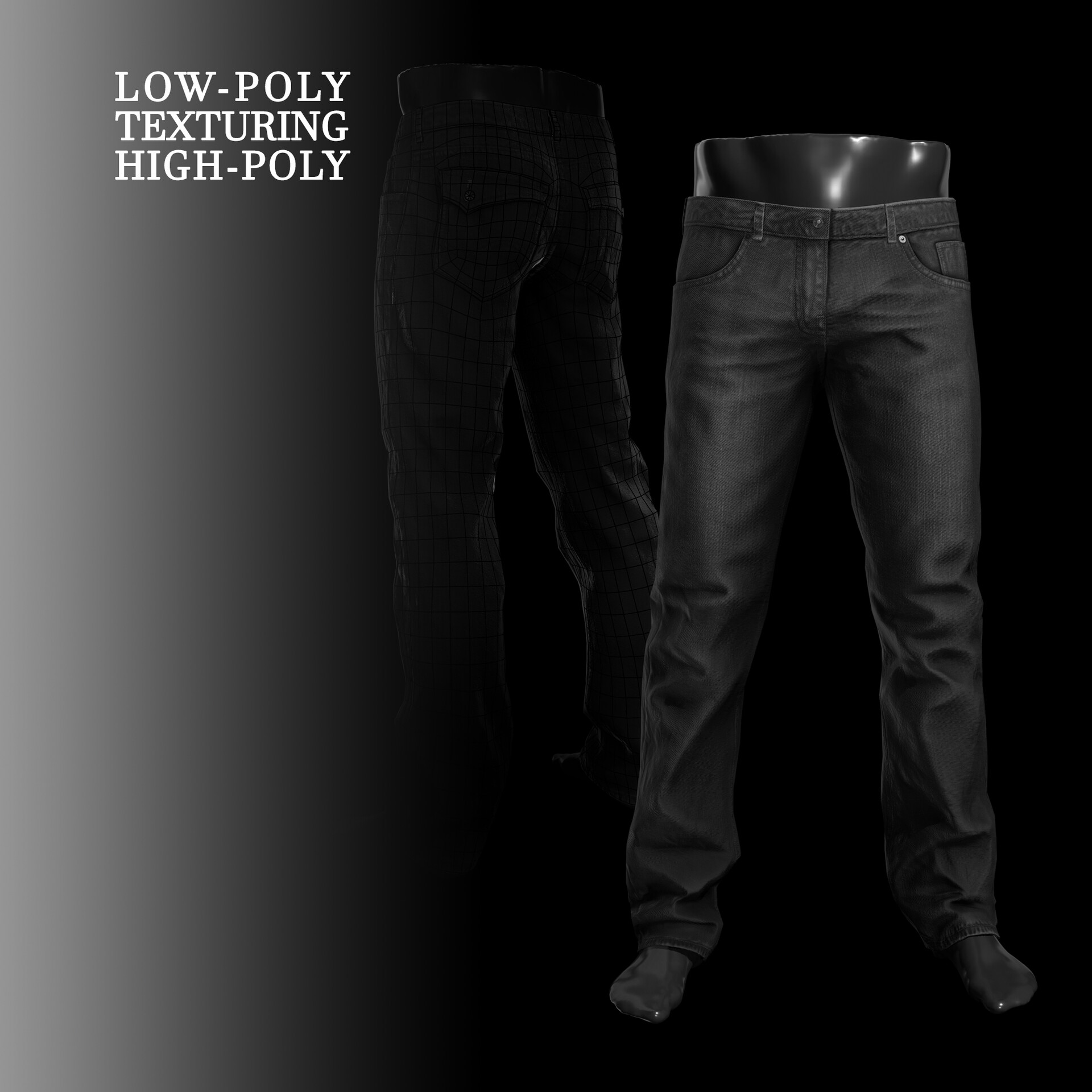 ArtStation - Low-poly and High-poly a jeans