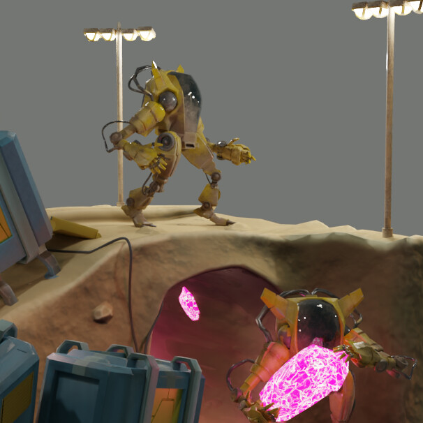 ArtStation - Stylized Space Digging Site Sci_fi Scene