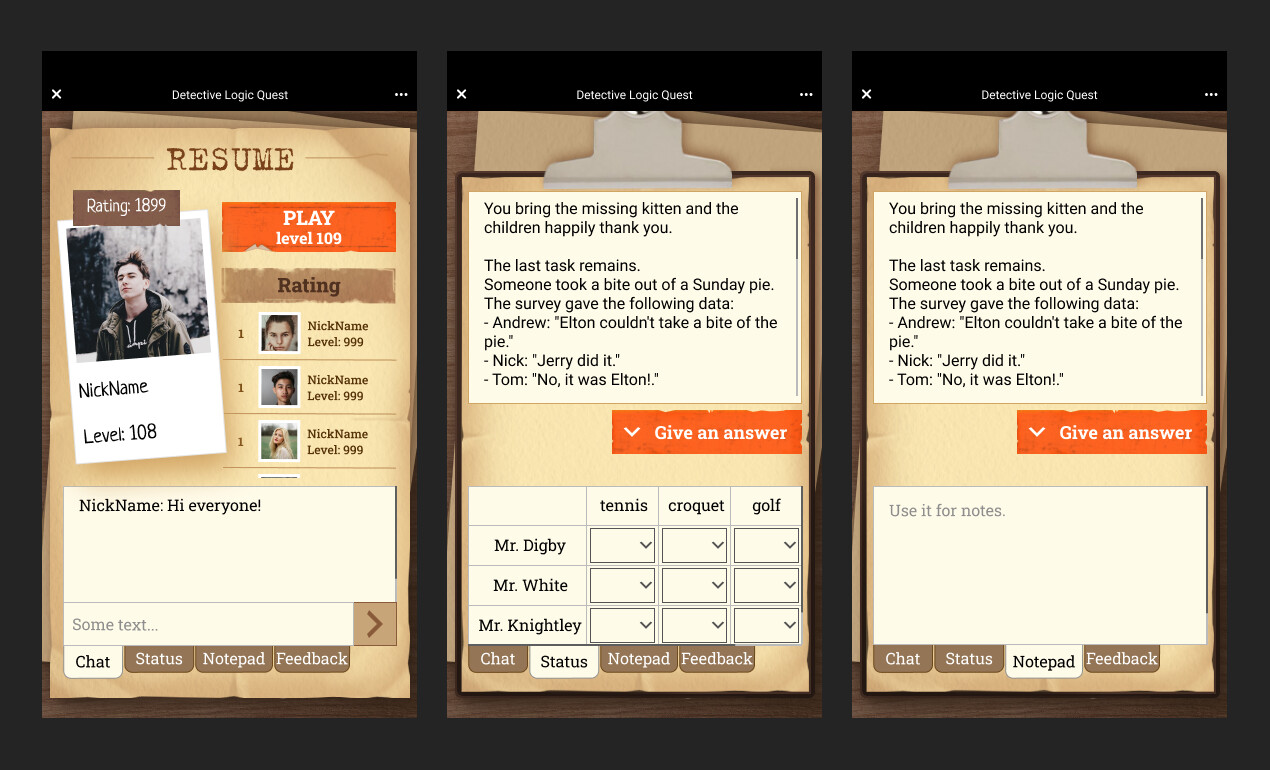 ArtStation - Detective Logic Quest UI Game